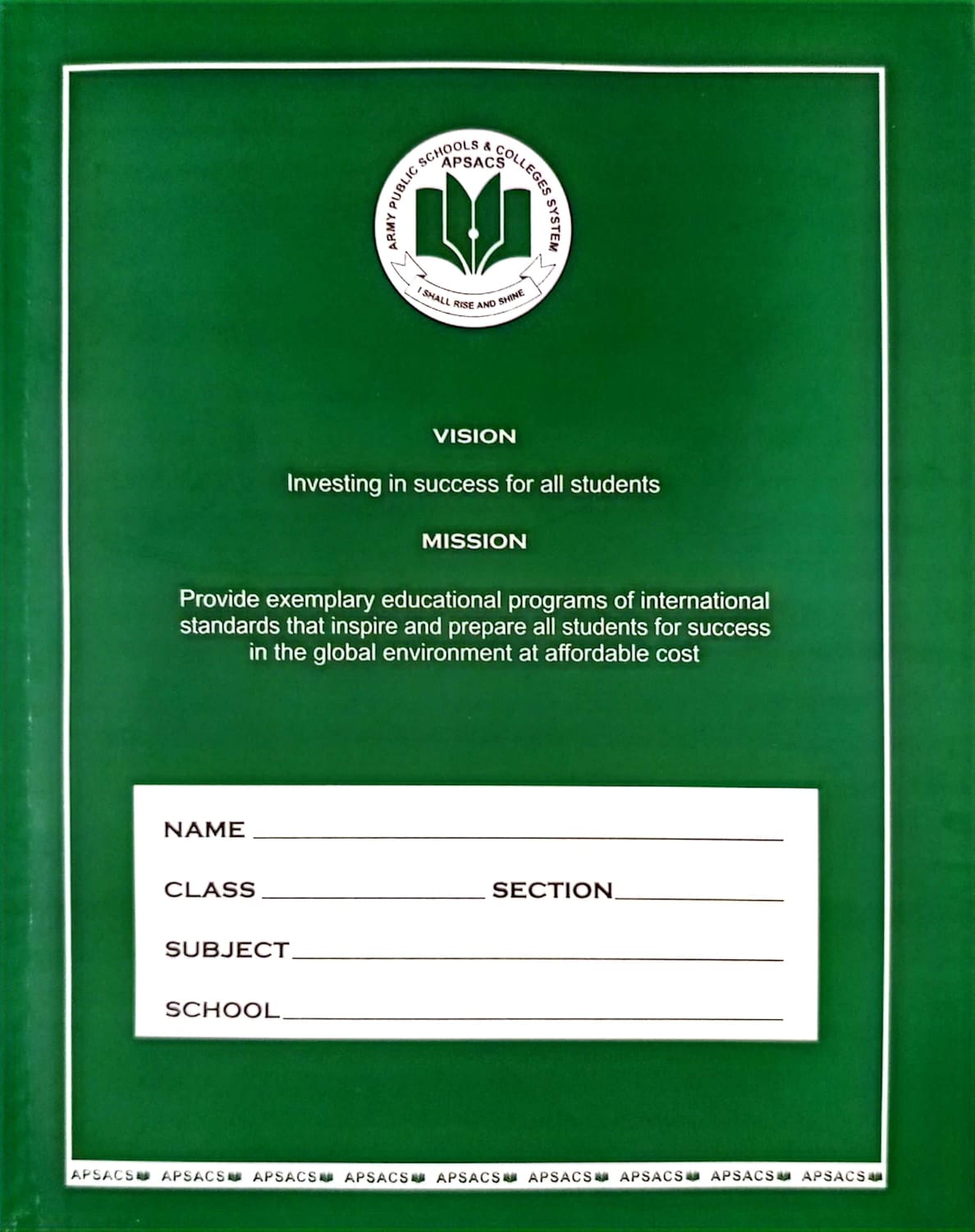 APSACS NOTEBOOK FOUR LINE (Broad 20*30) – The BIG BookStores